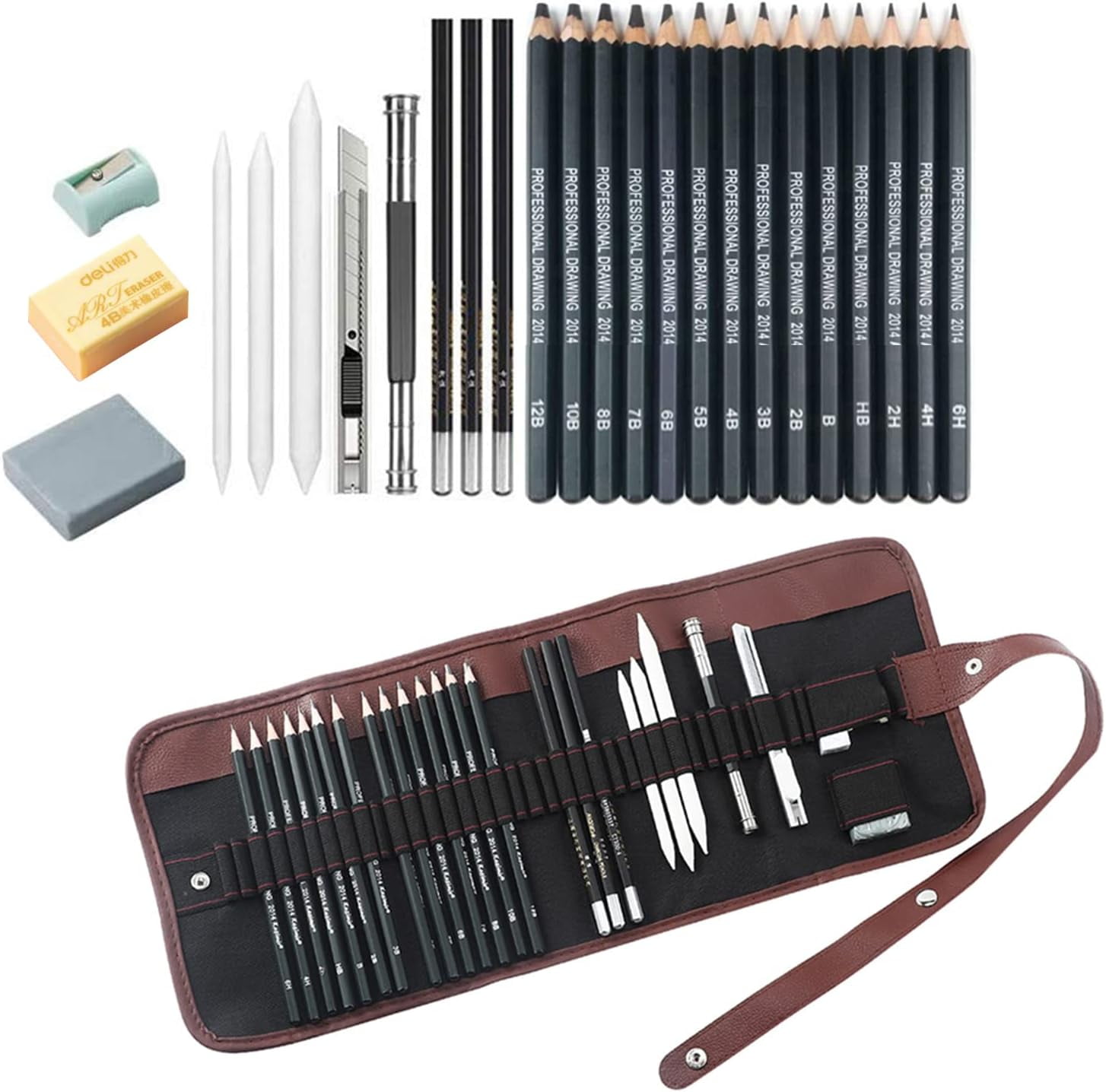 Drawing Pencils, 24pcs Sketching Pencils Set with Graphite Pencils 12B ...