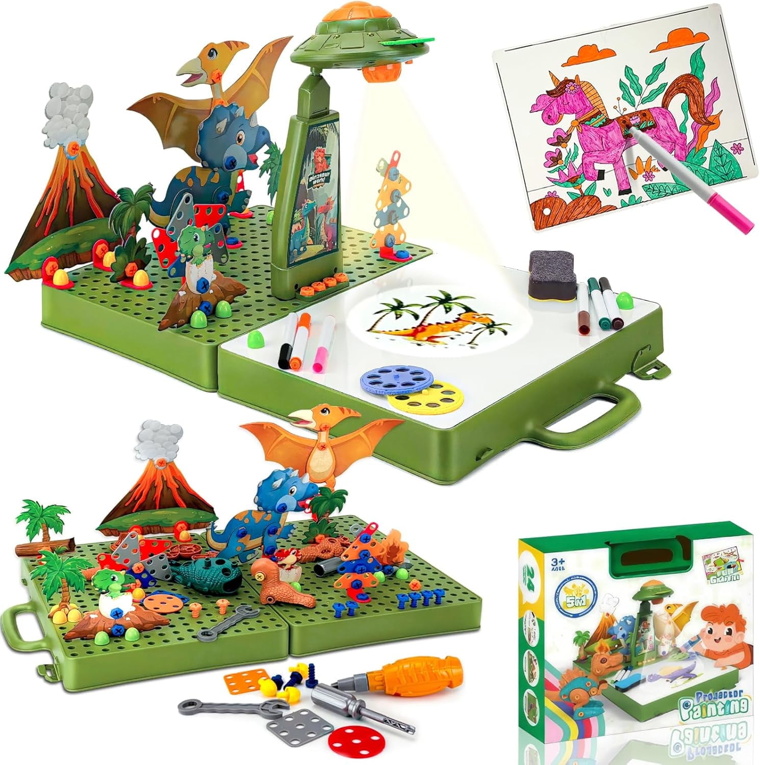 Drawing Projector for Kids, Suitcase Activity Table LED Projector Kids ...