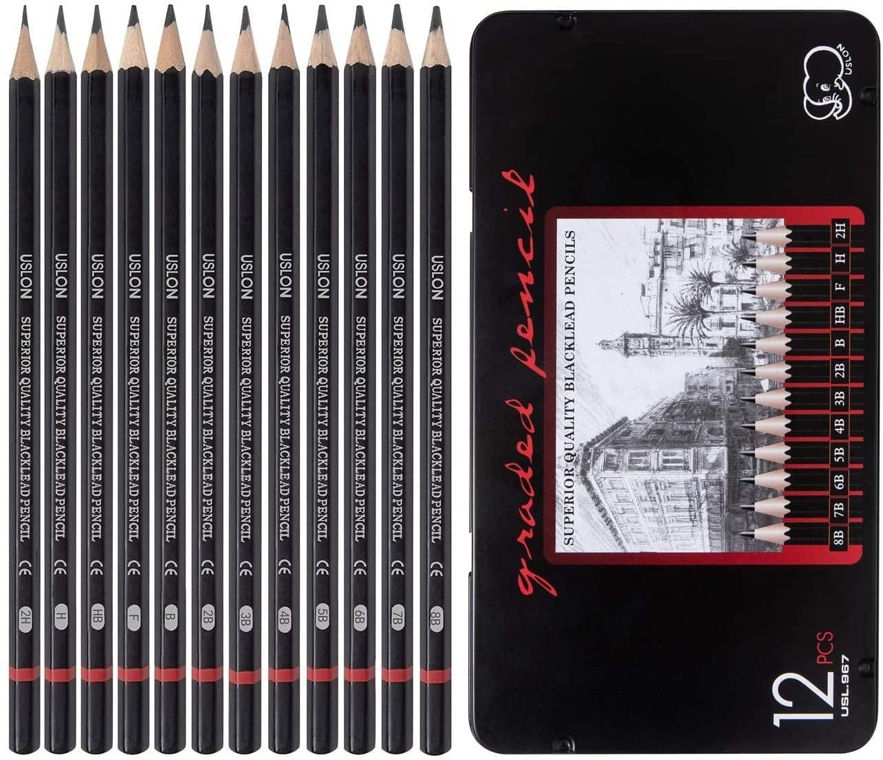 Drawing & Shading Pencils, 12-Piece Set, Graphite, High-Quality Tools ...