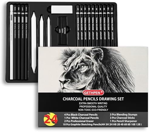 Drawing Sketching Pencil Set, 24 Piece Pro Artist Sketch Kit - Graphite ...