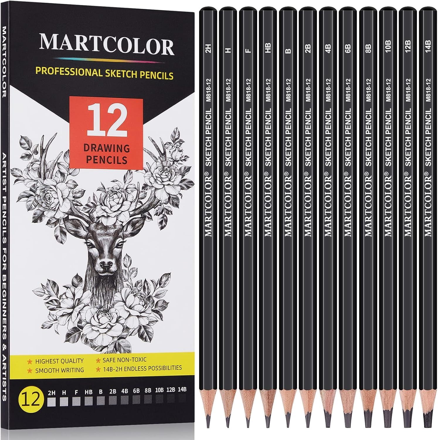 Drawing Sketching Pencils Set 12 Pack Graphite Pencils Ideal for ...