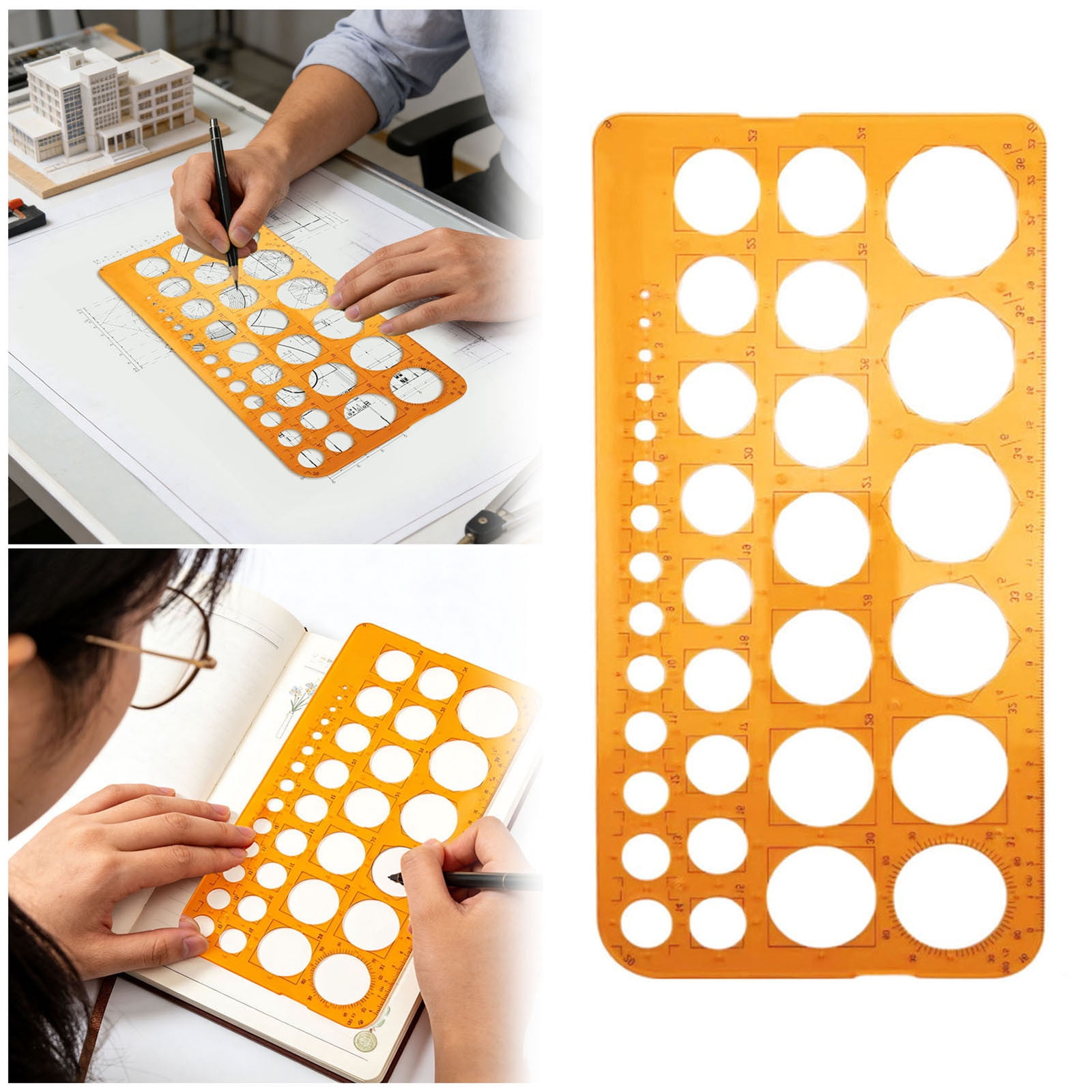 Drawing Stencil Geometric Template With Various Round Hole Sizes ...