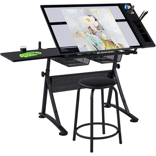 Drawing Table, Art Craft Desk with Adjustable Tabletop, Painters/Artist ...