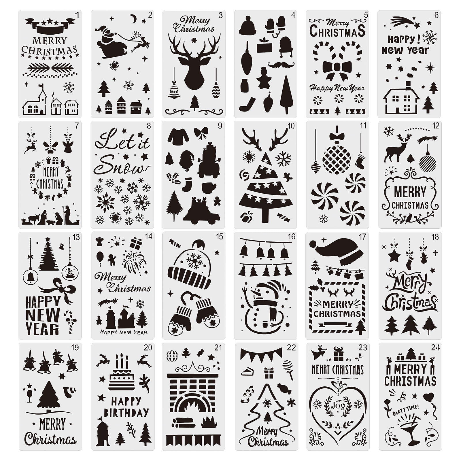 Drawing Templates Hollow Out Painting Stencils with Snowflakes Happy ...