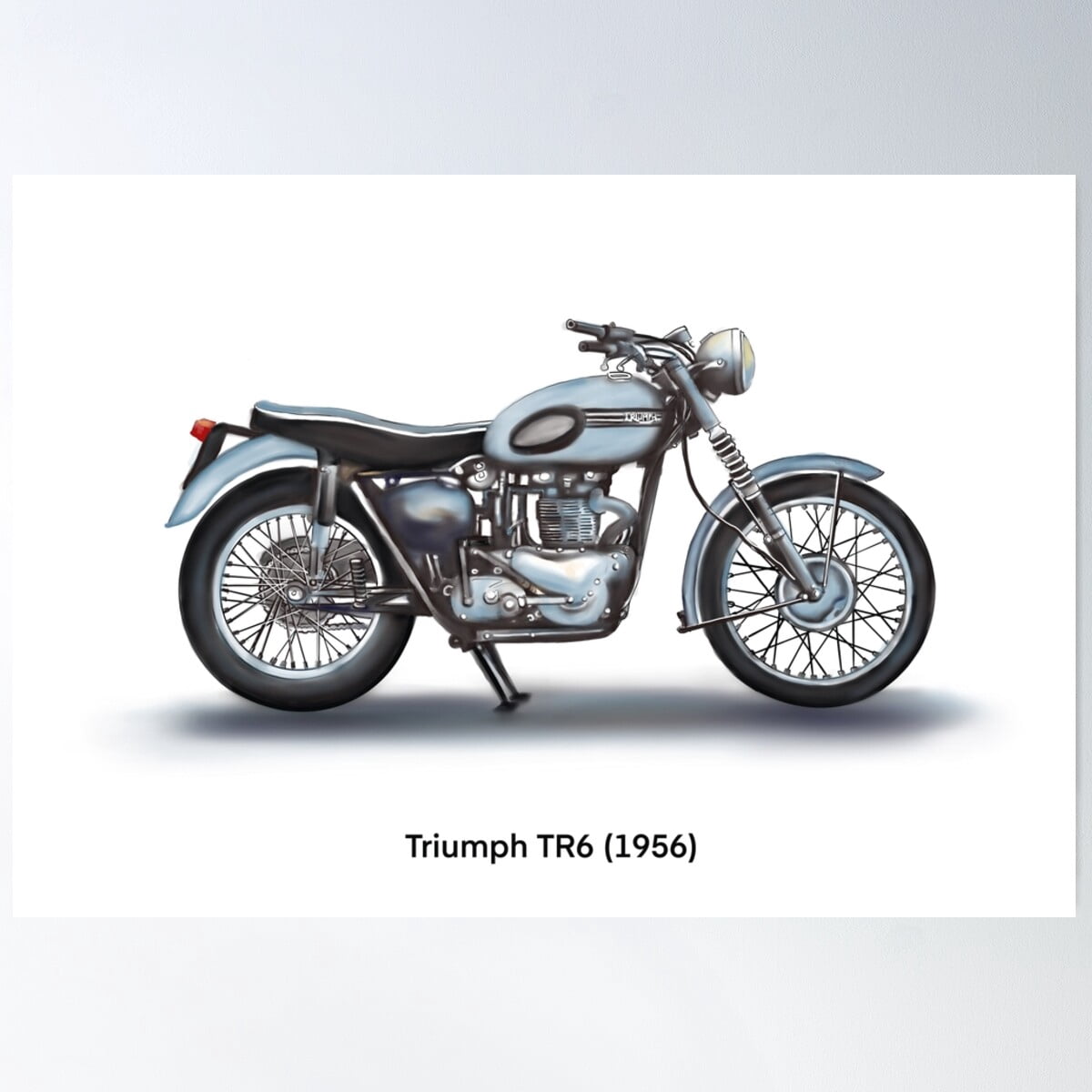 Drawing Vintage Classic Motorbike Triumph Tr6 Poster Wall Art, Modern ...