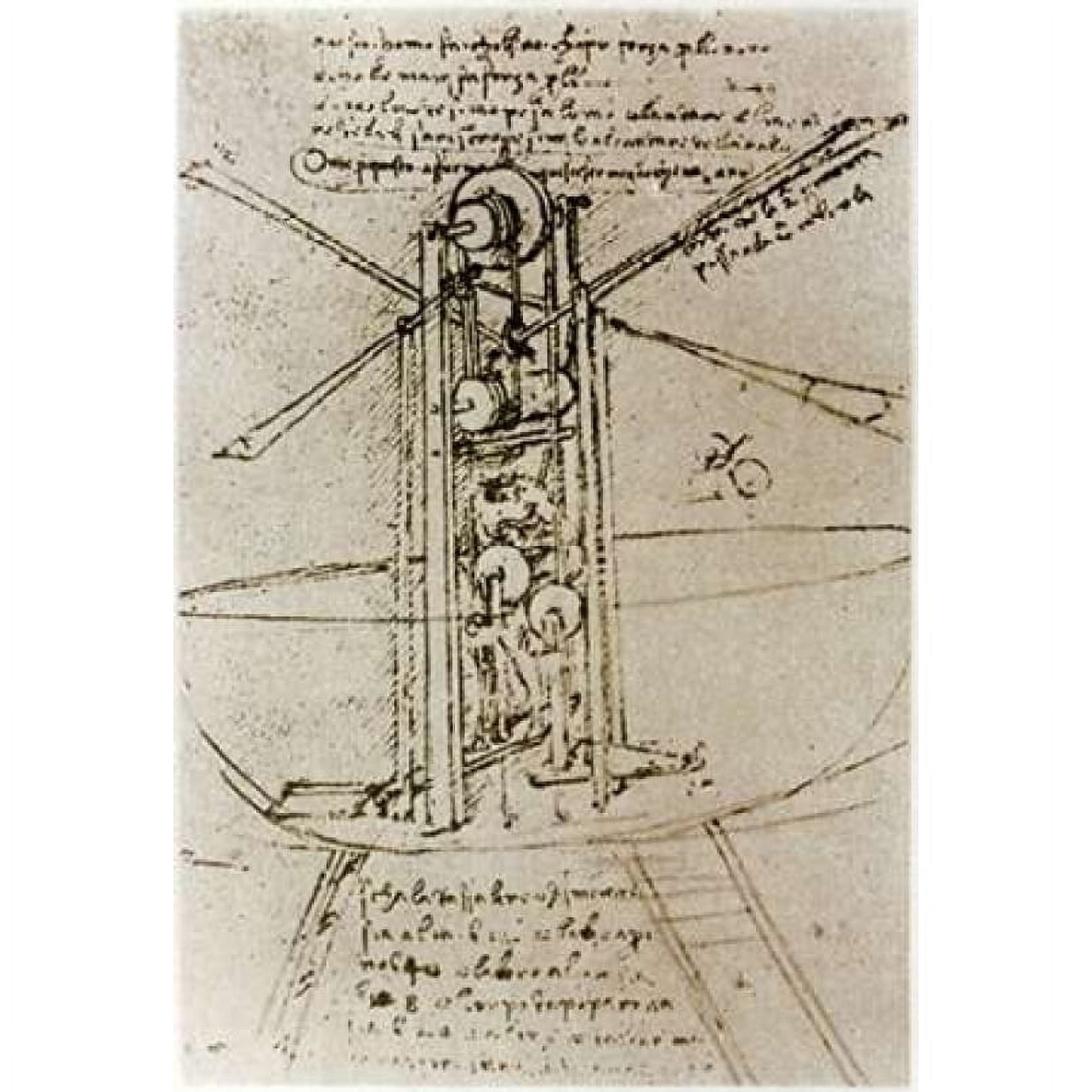 Drawing of a Flying Machine Poster Print by Leonardo Da Vinci - Walmart.com