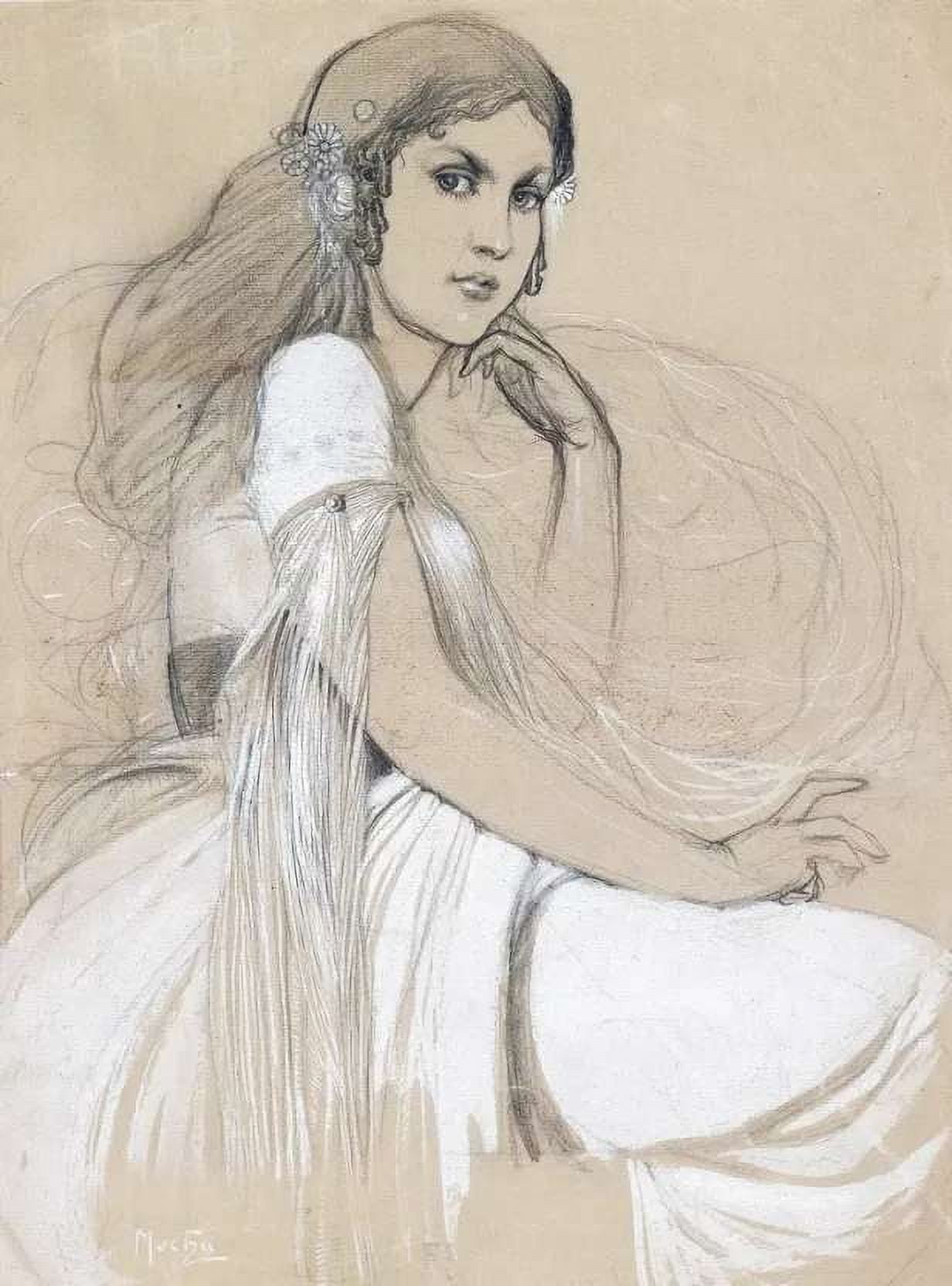 .Drawing of girl model POSTER.Home room Decoration.Graphic house art ...