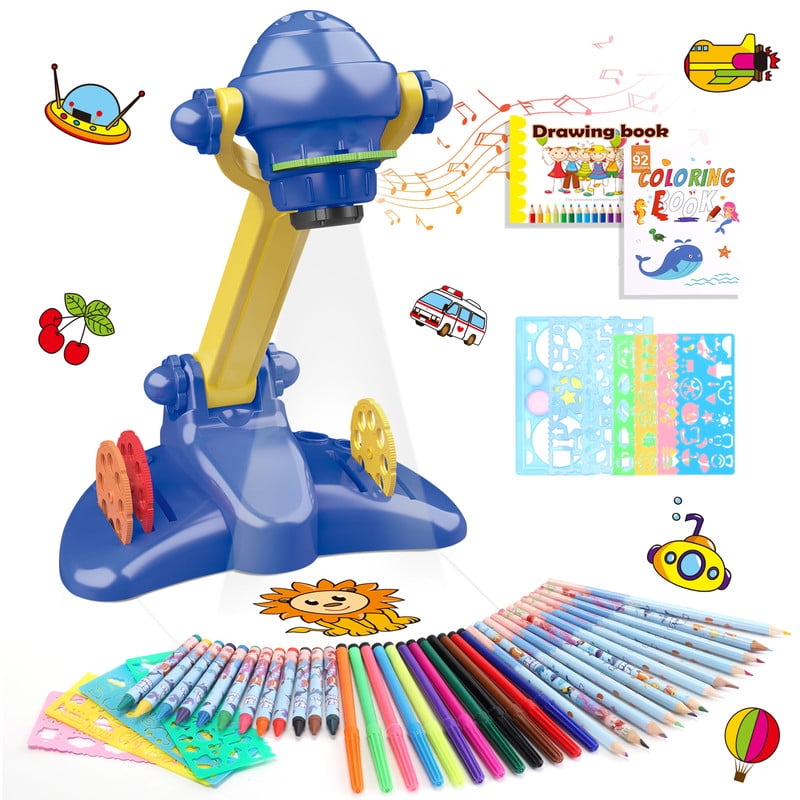 Navy Blue Drawing Projector Set for Kids Boys, Drawing Board Toys for 3 ...