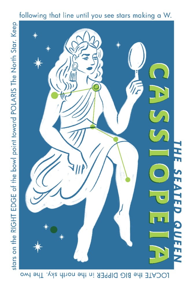 Drawings in the Stars Collection, Cassiopeia, The Seated Queen ...