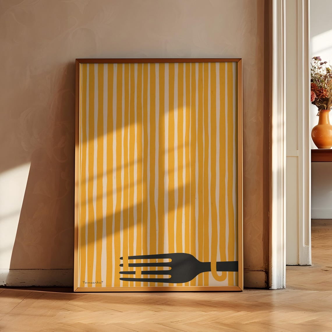 Drawn Pasta Art Poster Retro Spaghetti Modern Dinning Room Decor ...