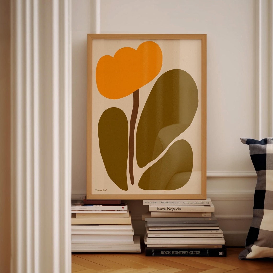 Drawn Yellow Tulip Poster Abstract Flower Wall Art Botanical Floral ...