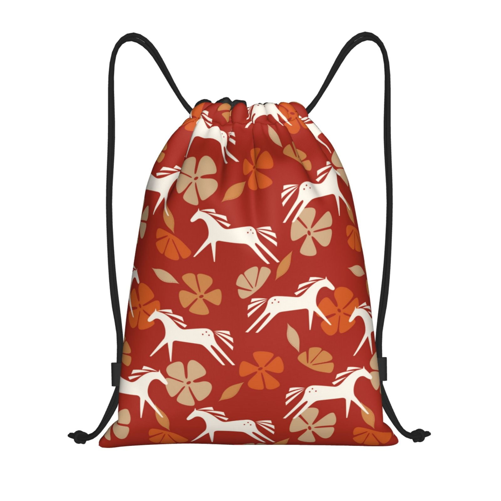 Drawstring Backpack - Abstract Cartoon Horse Flower_A Cheer Gym Bag for ...