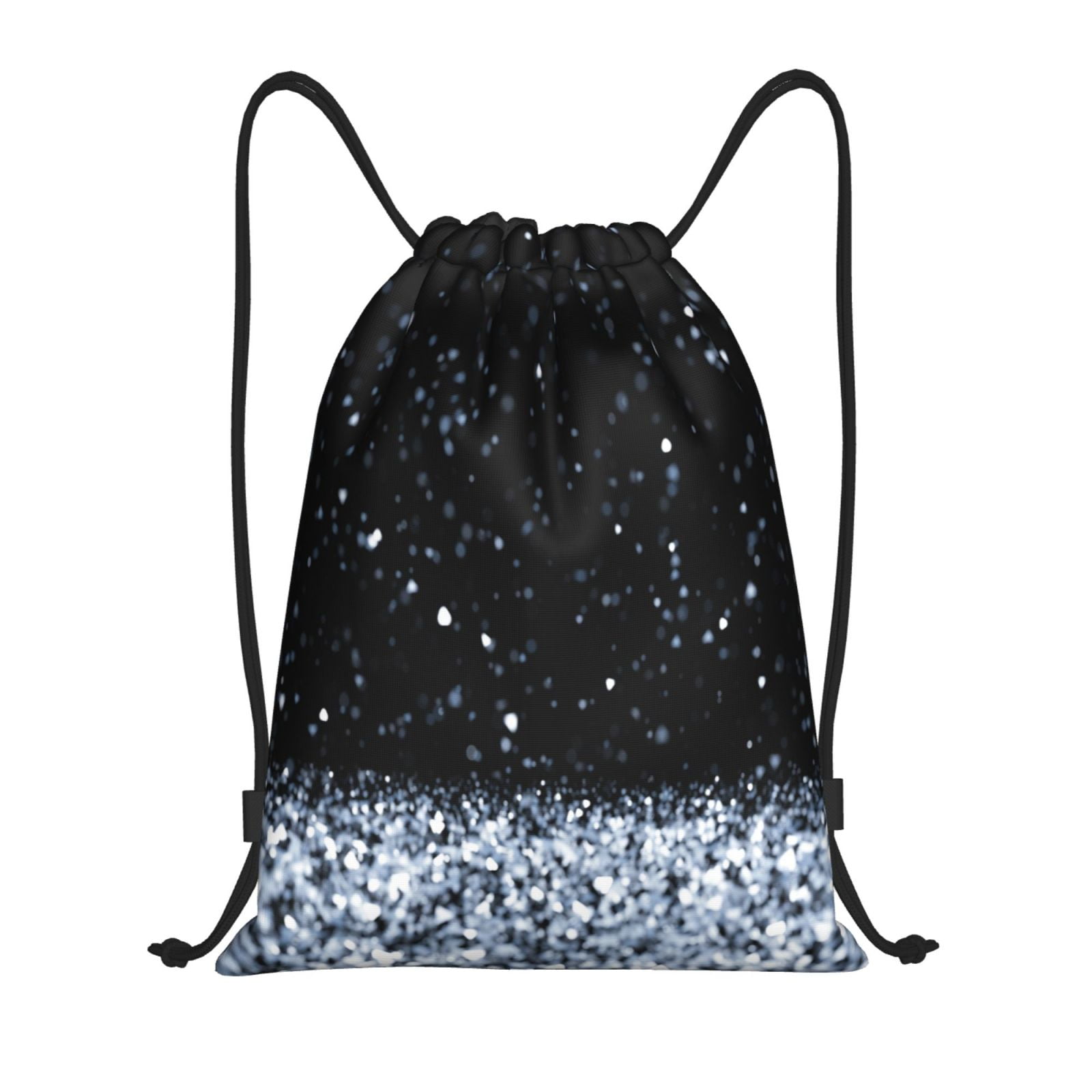 Drawstring Backpack - Abstract Glitter Sparkle Black Cheer Gym Bag for ...