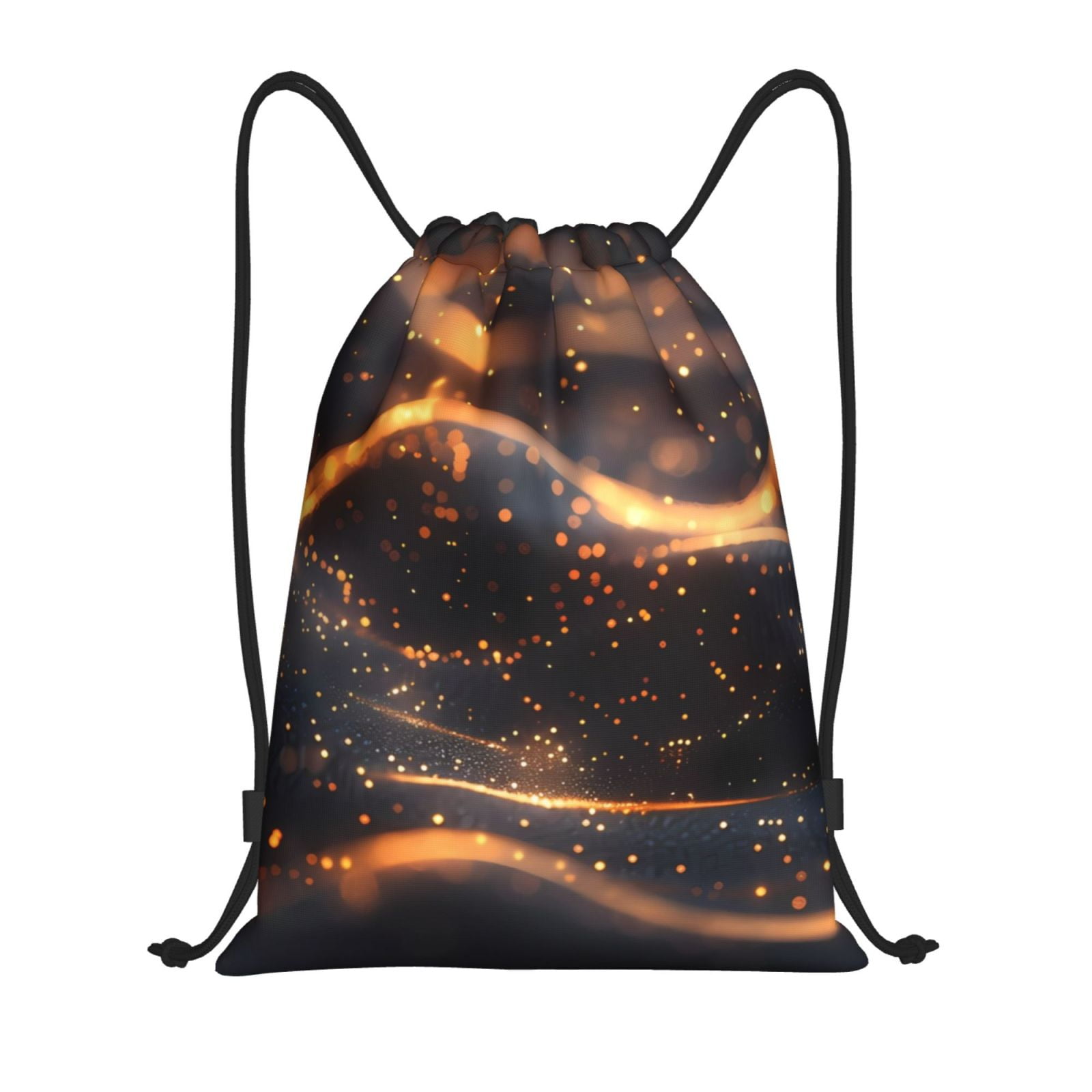 Drawstring Backpack, Abstract Glowing Wave Pattern Light Waterproof ...