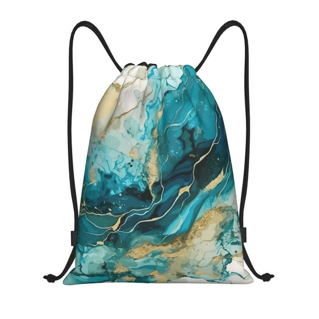 Drawstring Backpack - Abstract Ocean Currents Cheer Gym Bag for Women ...
