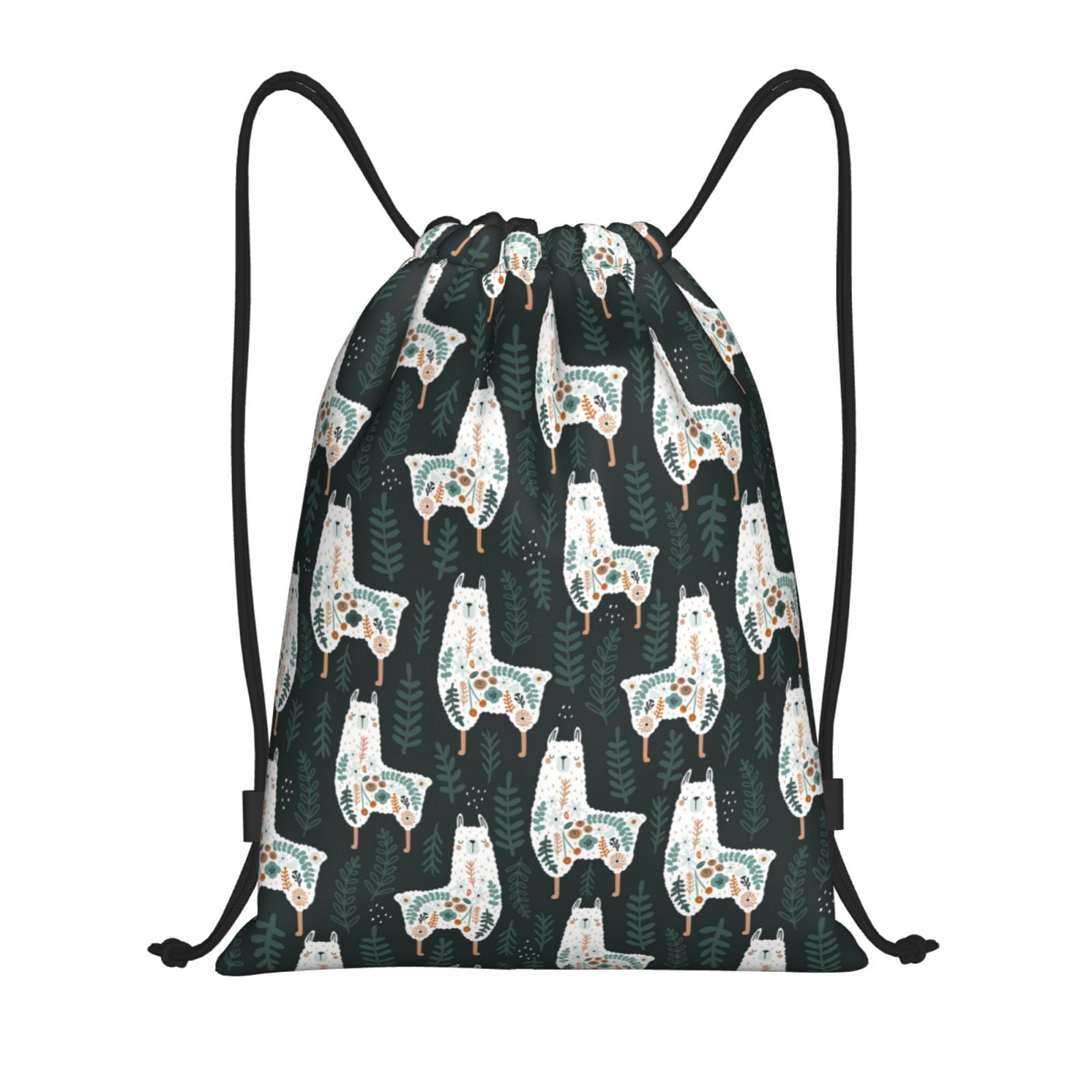 Drawstring Backpack - Abstract Plant Cute Alpaca Gym Bag for Women Men ...