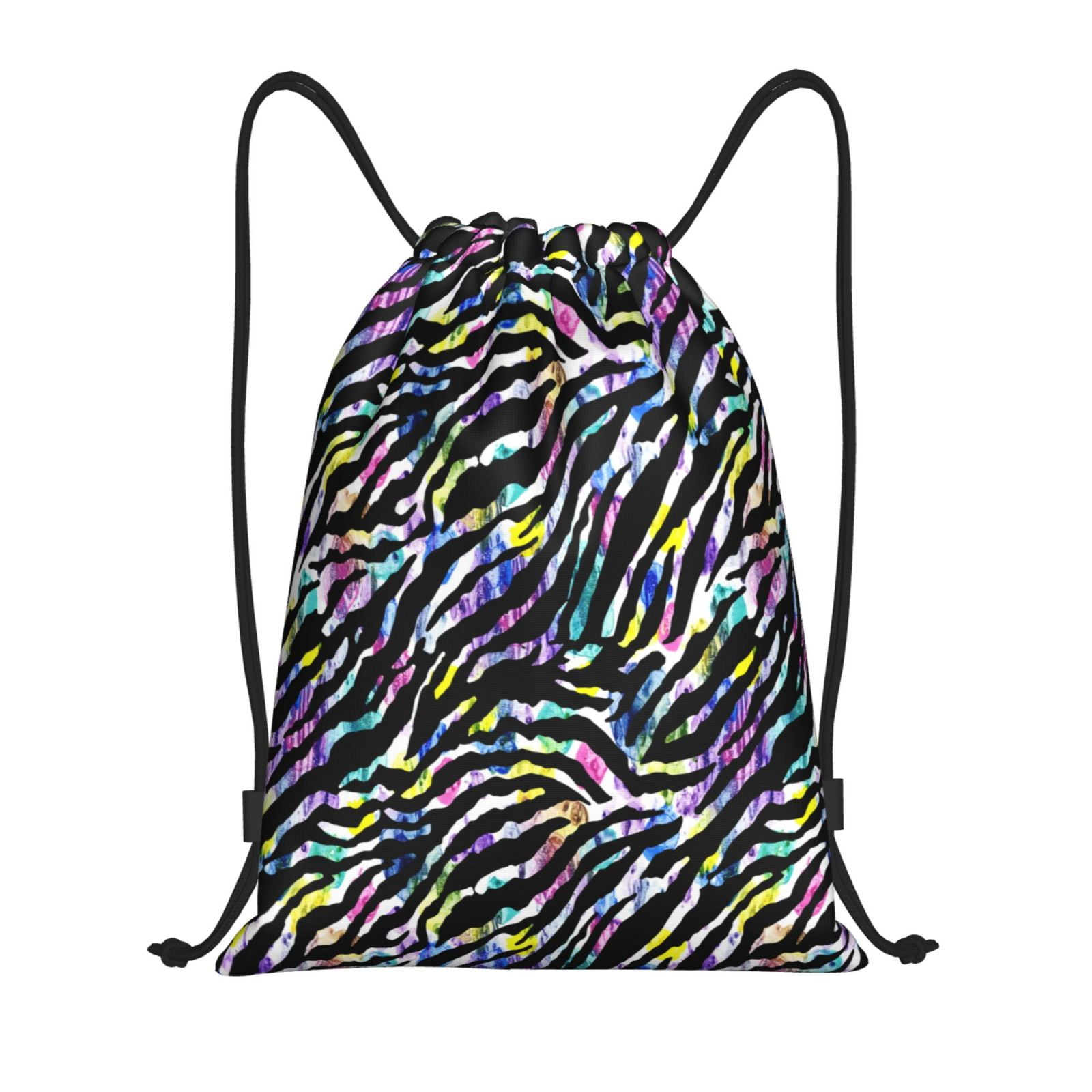 Drawstring Backpack - Abstract Zebra Tiger print Splash Proof Small ...