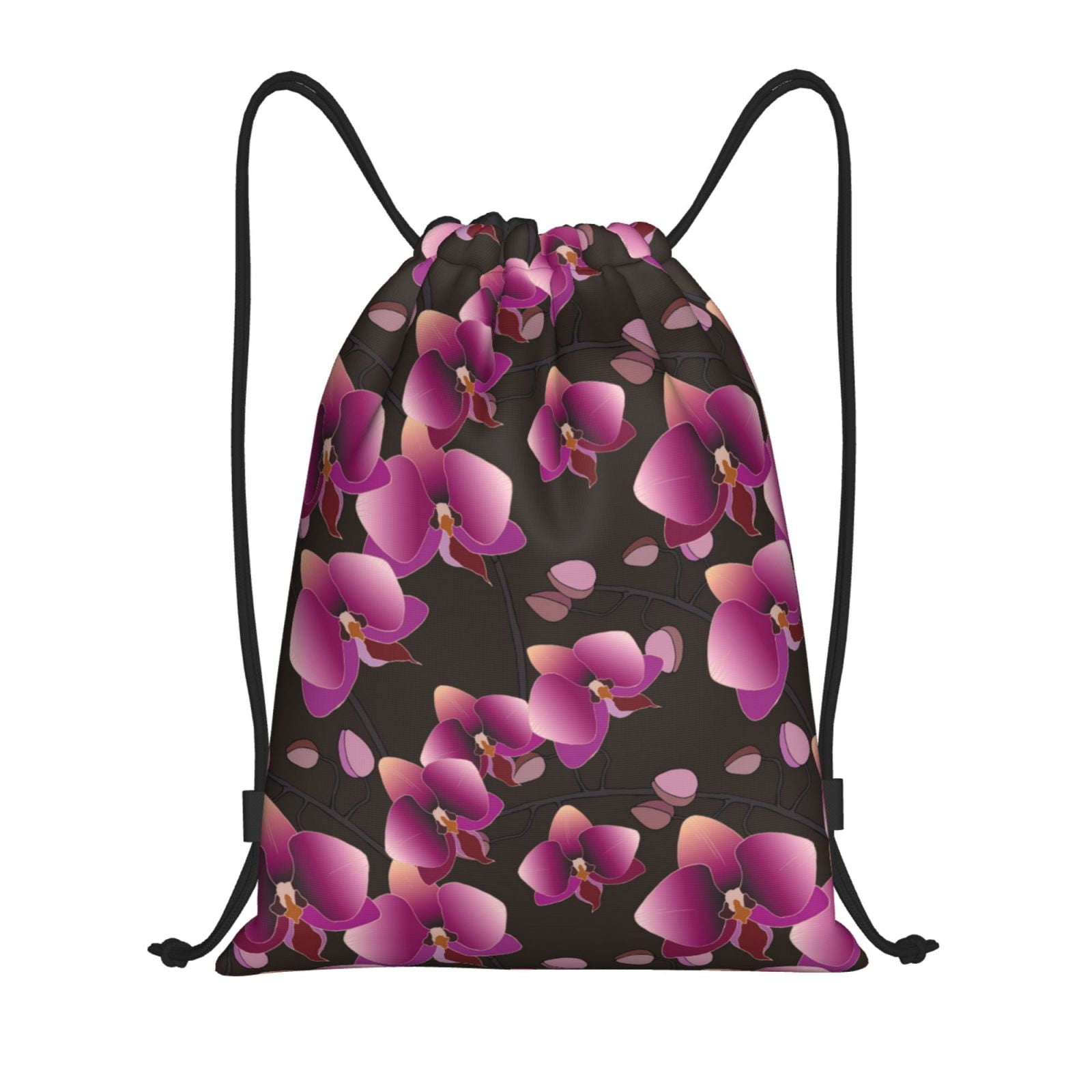 Drawstring Backpack - Abstractly Flower Purple Splash Proof Small ...