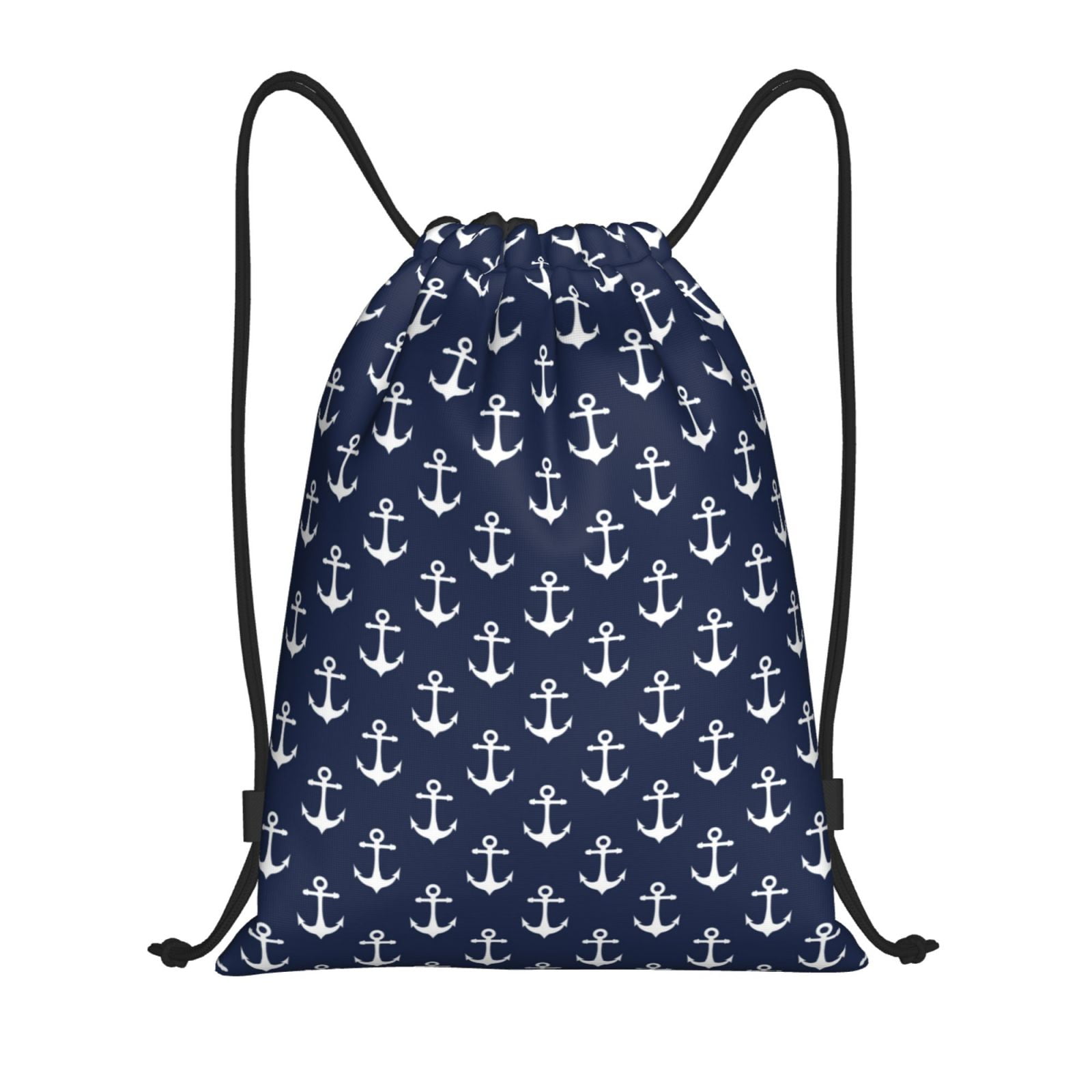 Drawstring Backpack - Anchor navyblue vintage print Splash Proof Small ...