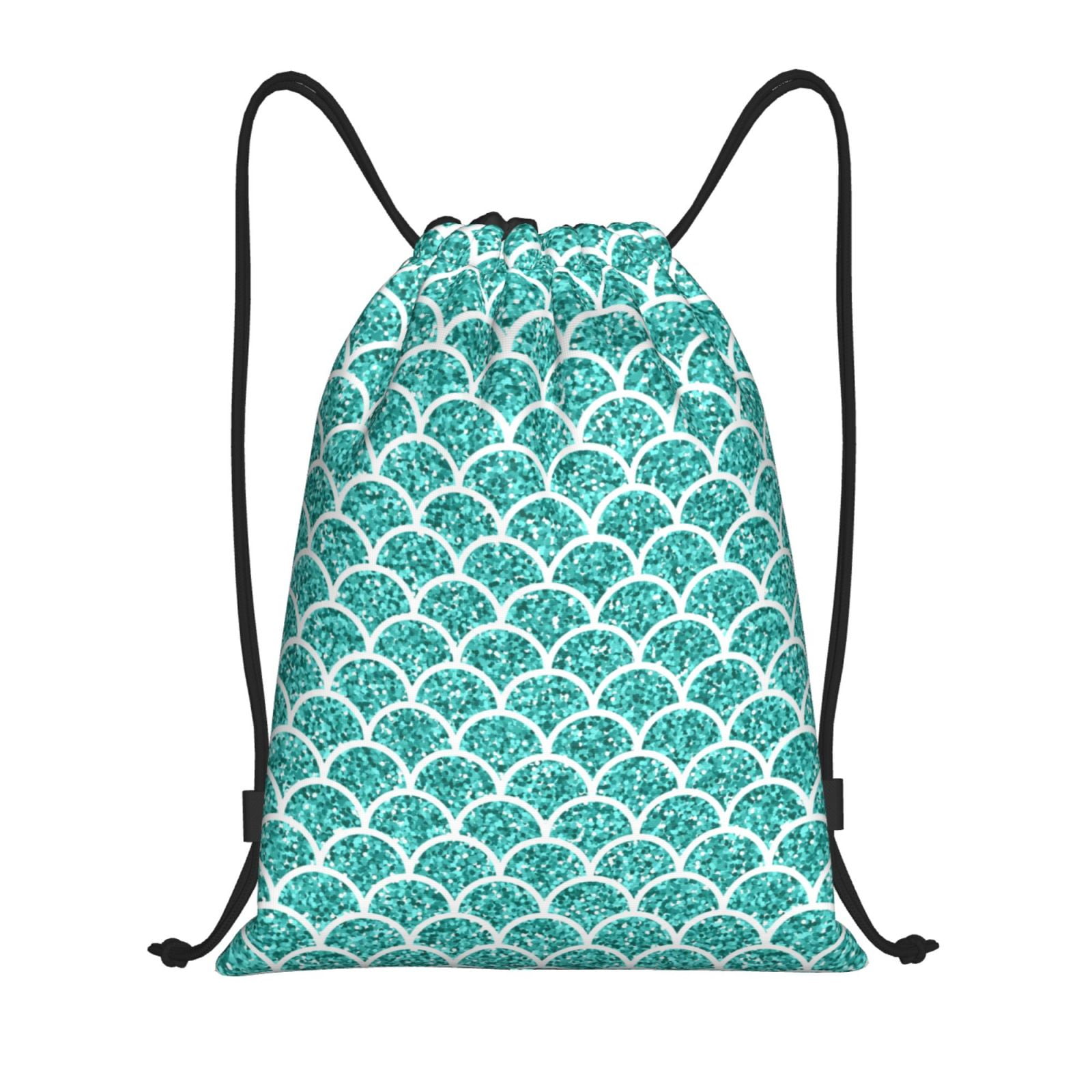 Drawstring Backpack - Aquamarine Glitter1 Splash Proof Small Drawstring ...