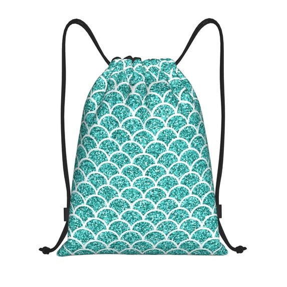 Drawstring Backpack - Aquamarine Glitter1 Splash Proof Small Drawstring ...