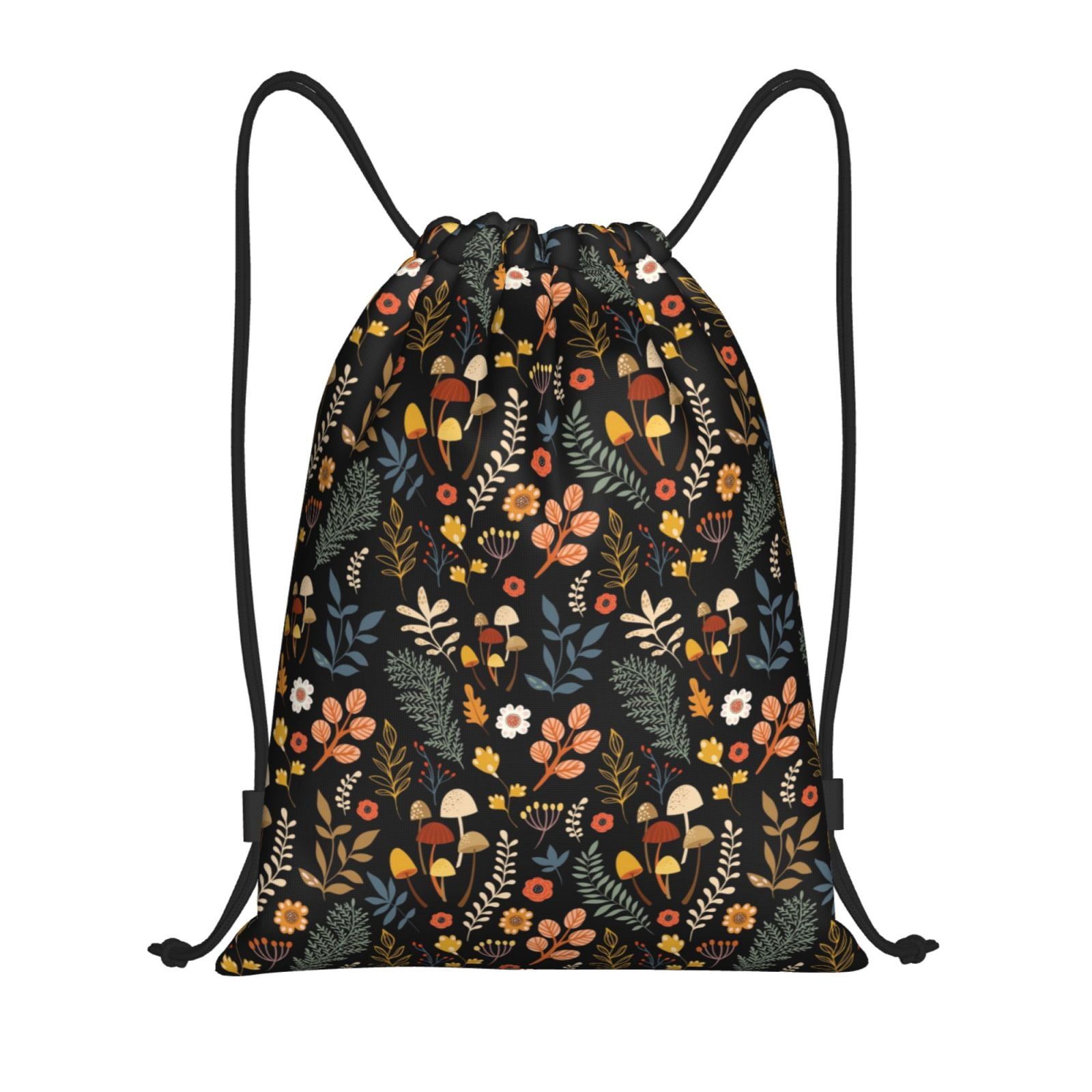 Drawstring Backpack, Autumn Floral Light Waterproof Sports Gym Bag Draw ...