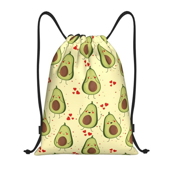 Drawstring Backpack - Avocados And Hearts Splash Proof Small Drawstring ...
