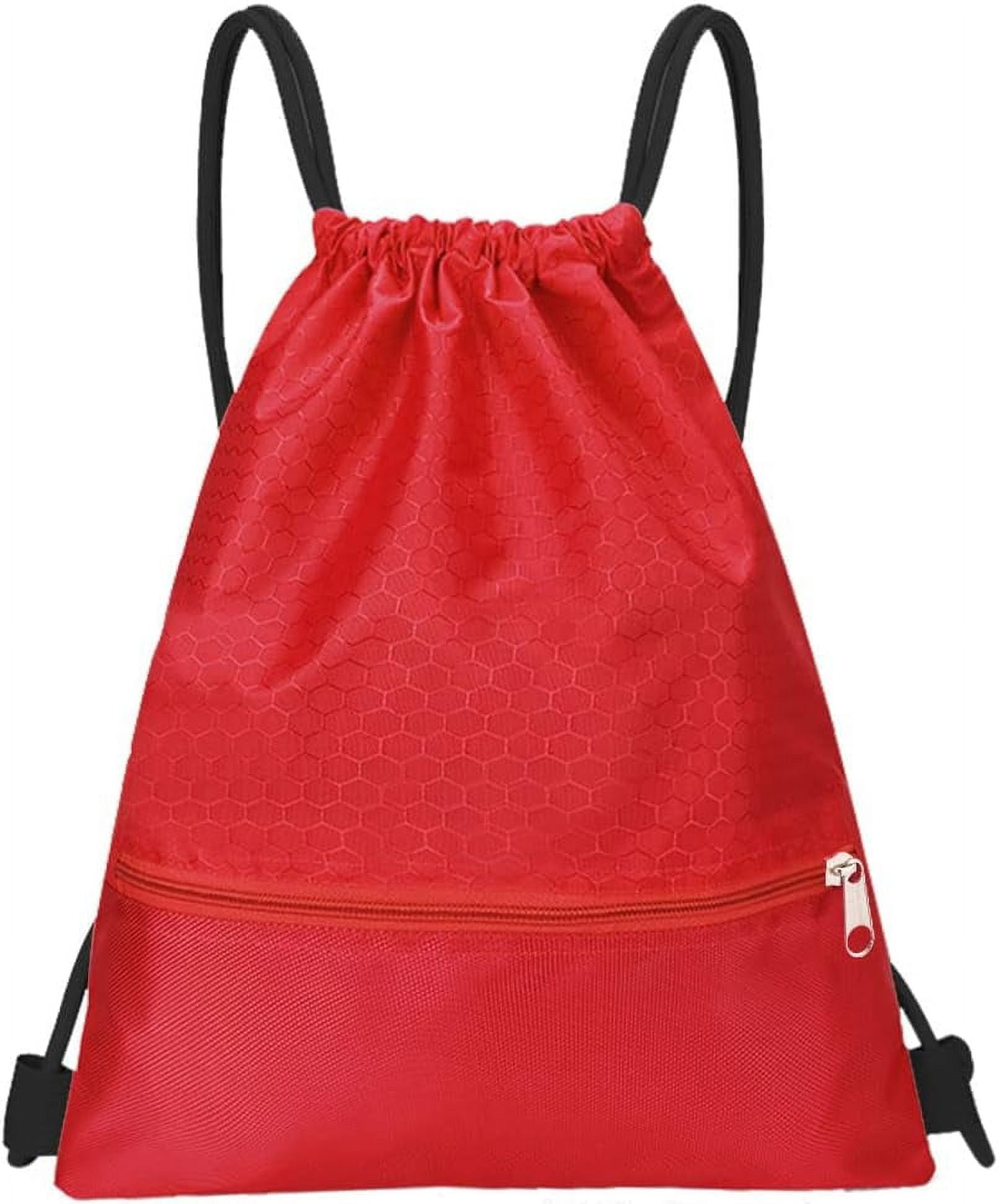 Drawstring Backpack Bag, Waterproof Draw String Back Sack with Zip ...