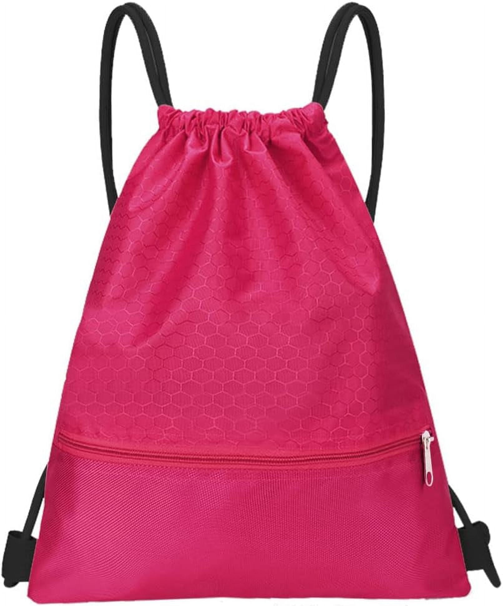Drawstring Backpack Bag, Waterproof Draw String Back Sack with Zip ...