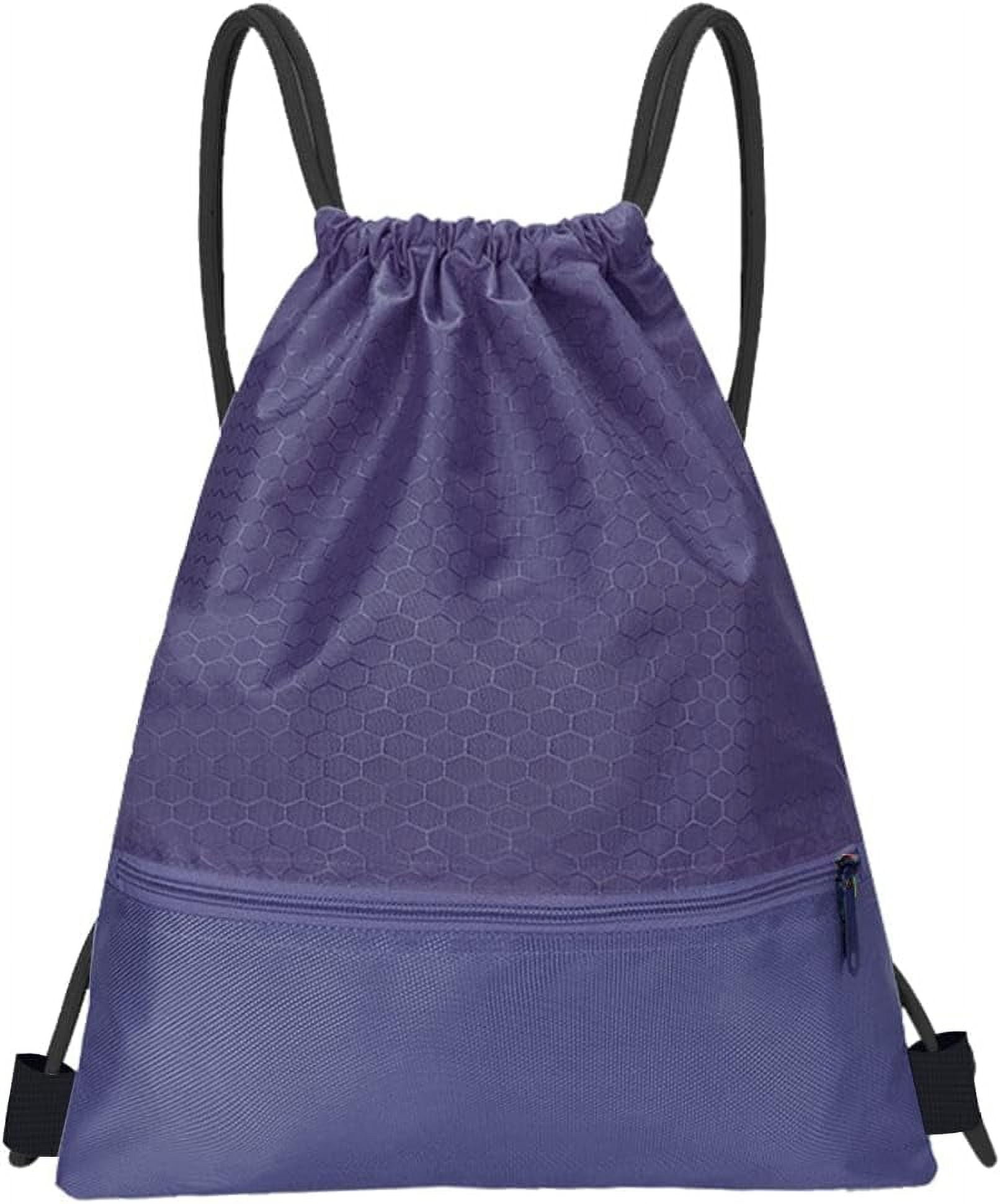 Drawstring Backpack Bag, Waterproof Draw String Back Sack with Zip ...