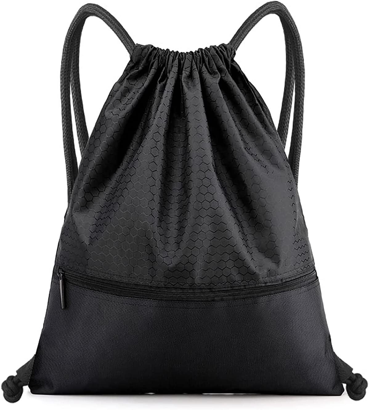 Drawstring Backpack Bag, Waterproof Draw String Back Sack with Zip ...