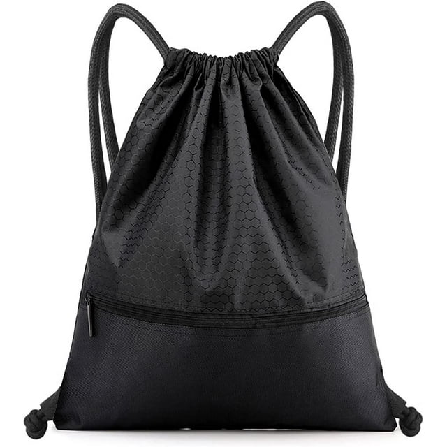 Drawstring Backpack Bag, Waterproof Draw String Back Sack with Zip ...
