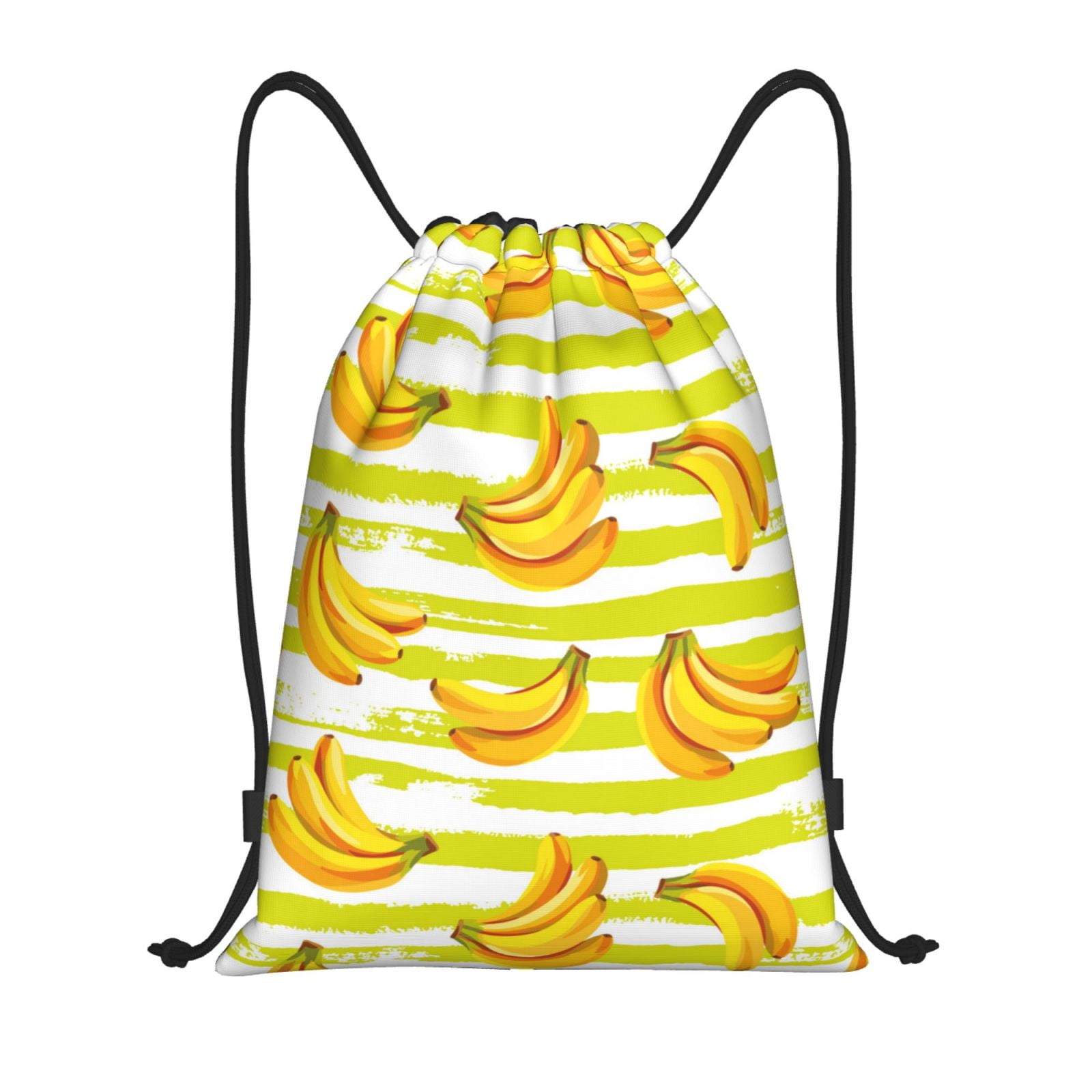 Drawstring Backpack, Bananas On A Striped Light Waterproof Sports Gym ...