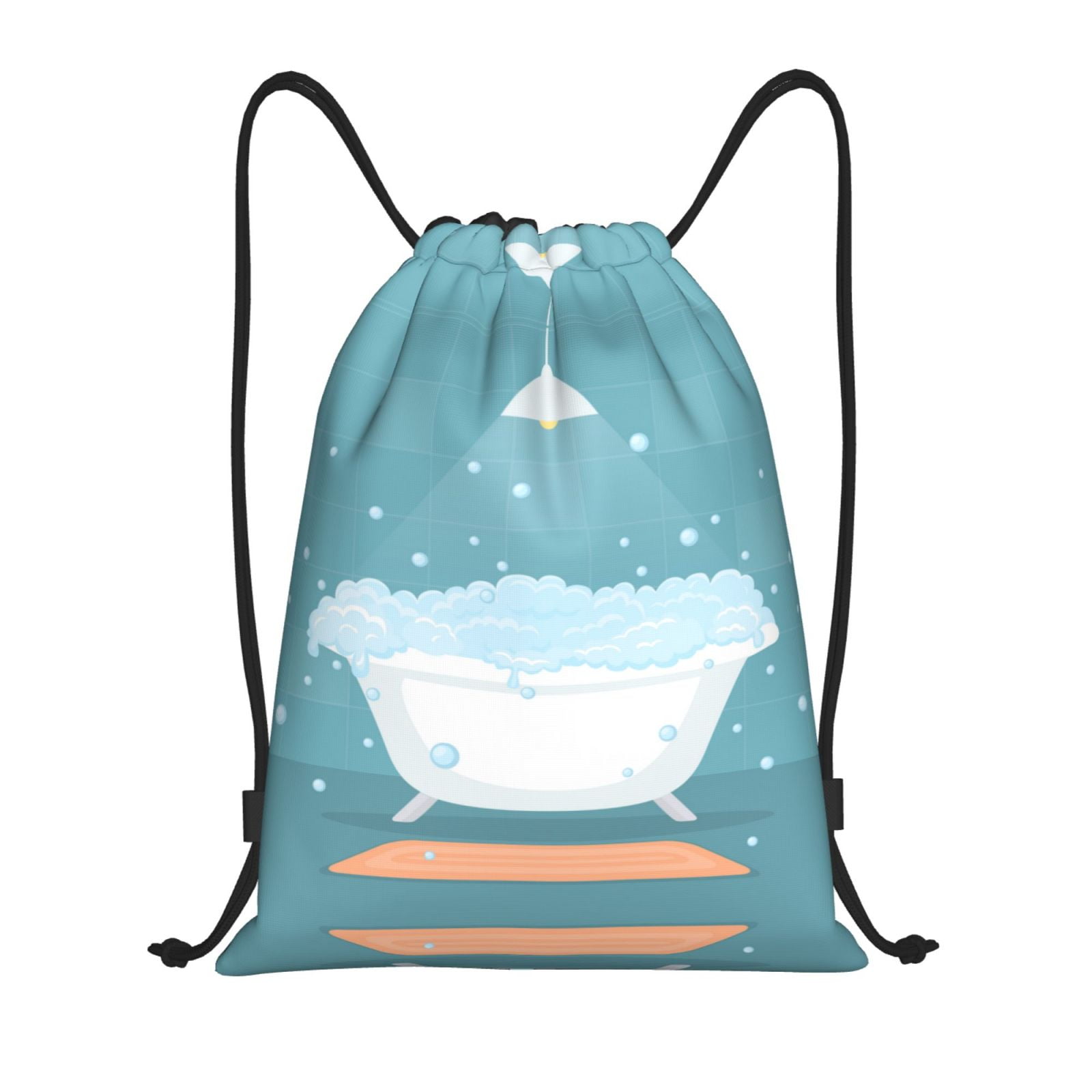 Drawstring Backpack - Bathtub with Soap Bubbles Splash Proof Small ...