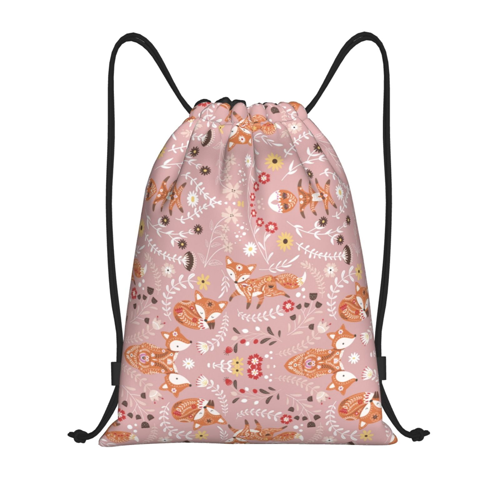 Drawstring Backpack, Beautiful Fox Light Waterproof Sports Gym Bag Draw ...