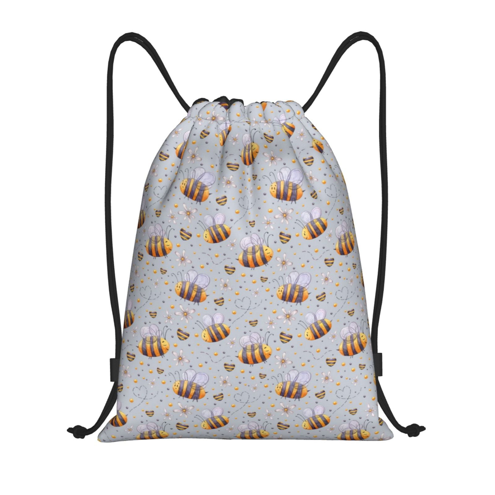 Drawstring Backpack, Bee Light Waterproof Sports Gym Bag Draw String ...