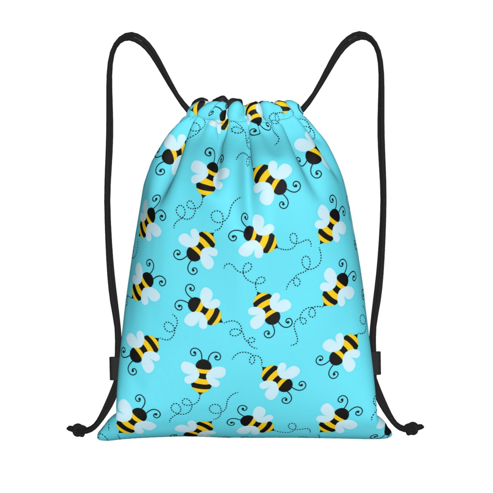 Drawstring Backpack, Bee cute cartoon blue Light Waterproof Sports Gym ...