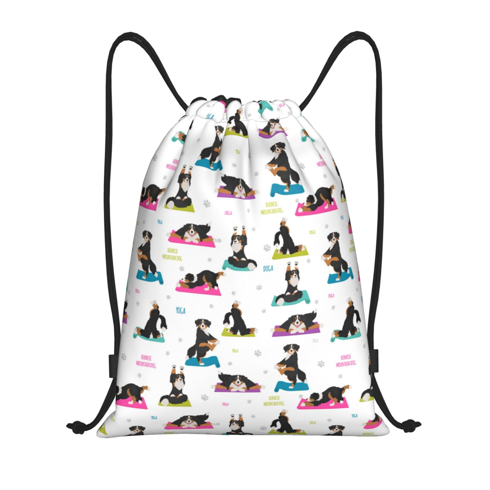 Drawstring Backpack - Bernese mountain Yoga dogs funny Splash Proof ...