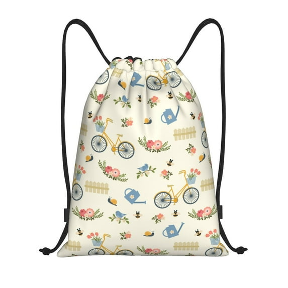 Drawstring Backpack, Bike Pattern Farmhouse Light Waterproof Sports Gym Bag Draw String Back Bag ...