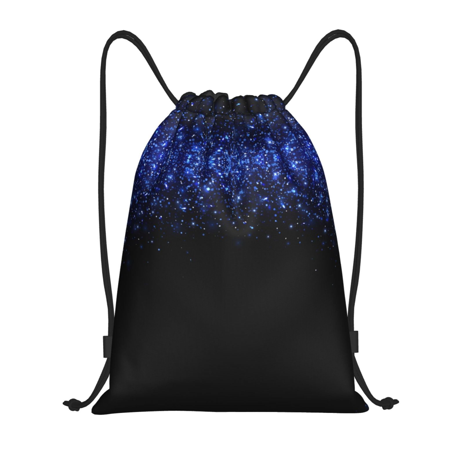 Drawstring Backpack - Black Blue Glitter Sparkles Cheer Gym Bag for ...