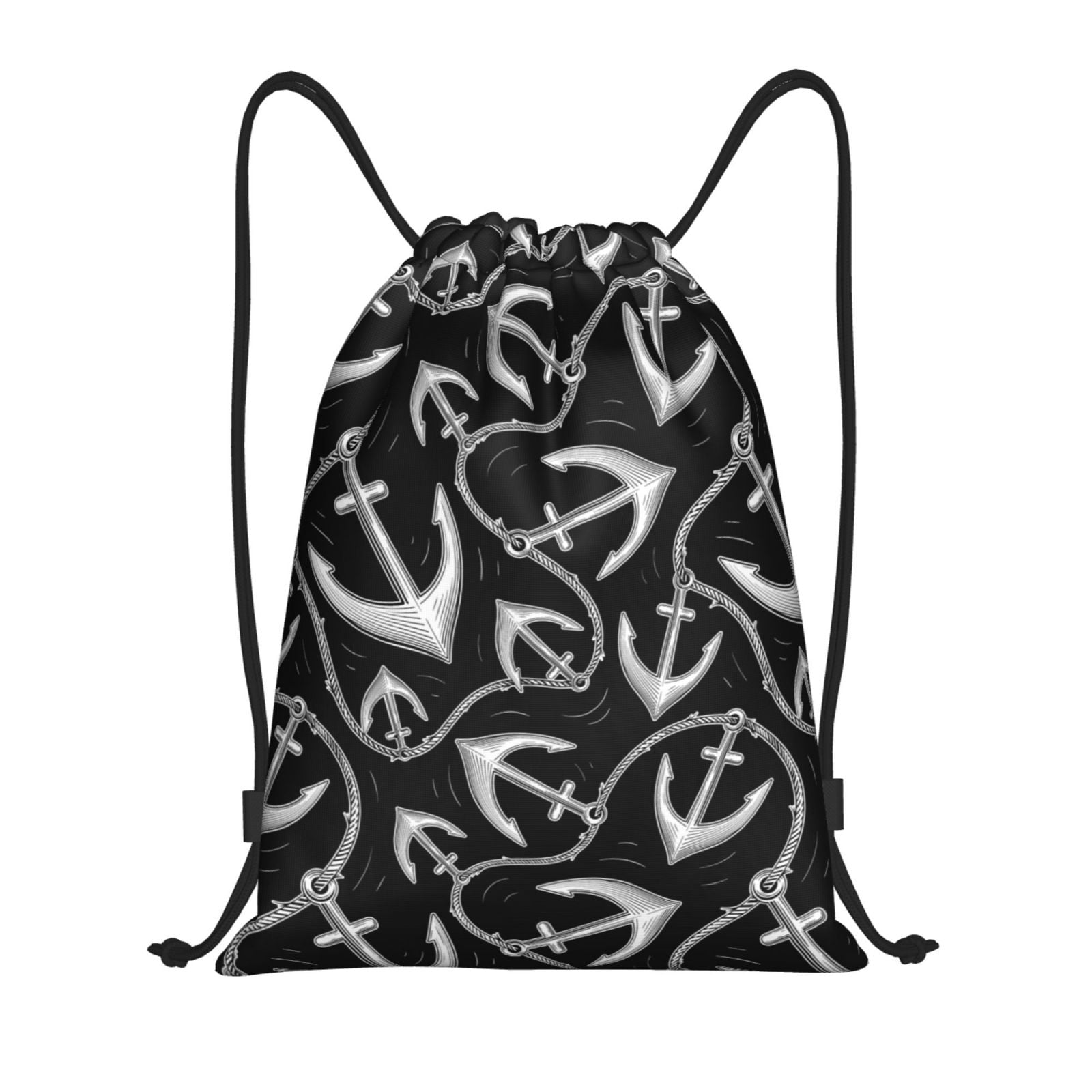 Drawstring Backpack - Black White Anchor cool Cheer Gym Bag for Women ...