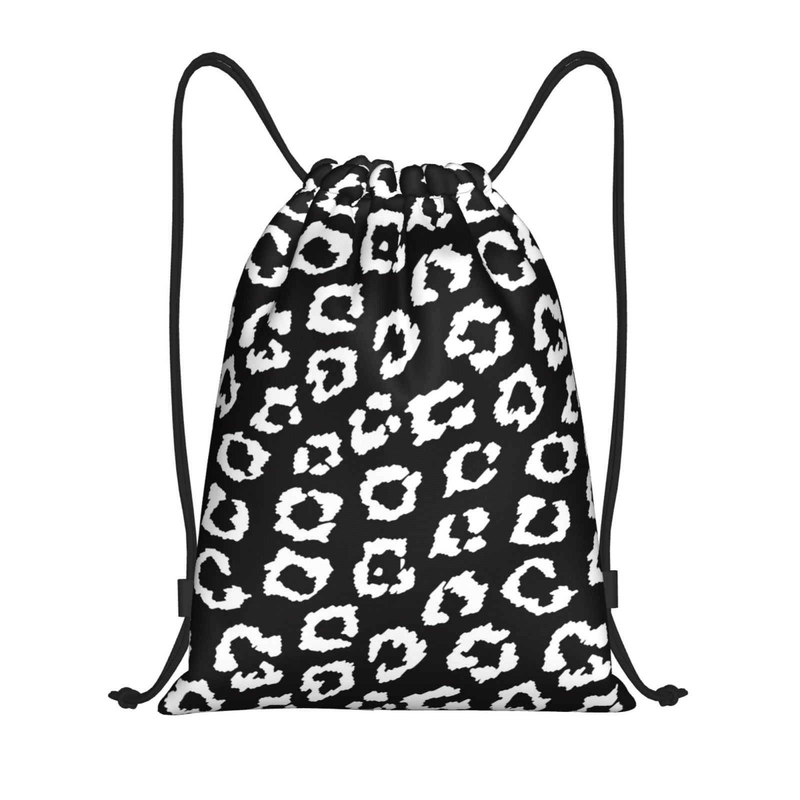 Drawstring Backpack - Black leopard print Splash Proof Small Drawstring ...