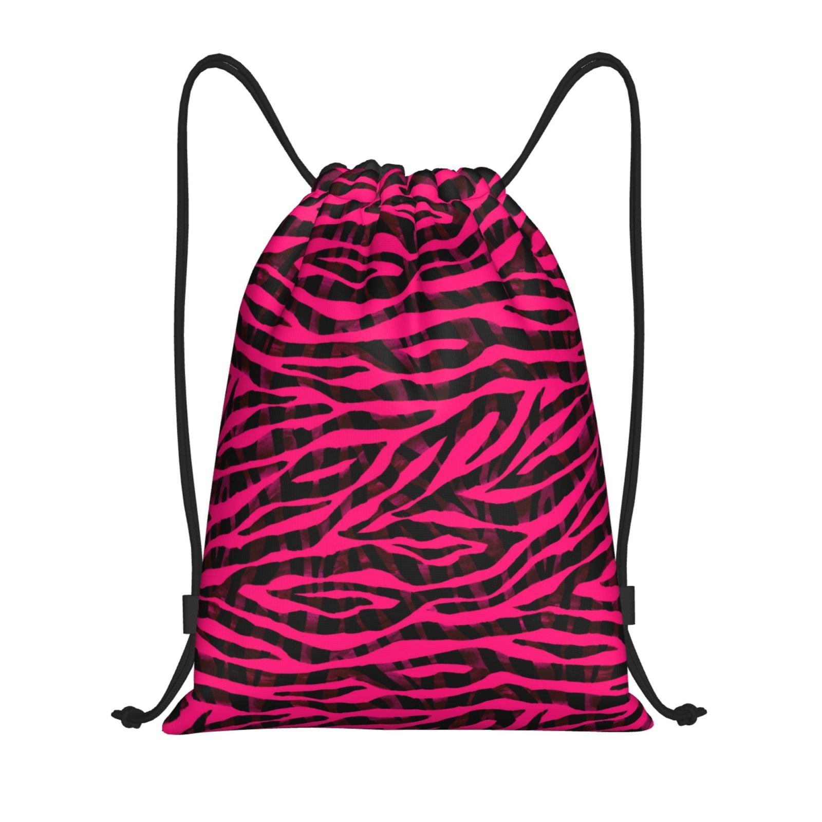 Drawstring Backpack - Black red pink bright zebra print Gym Bag for ...