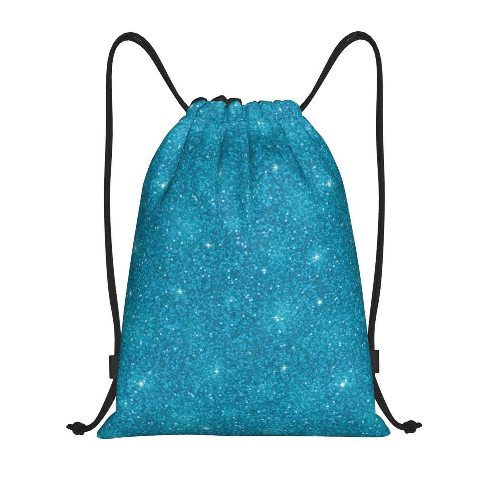Drawstring Backpack - Blue Glitter Patterns Splash Proof Small ...