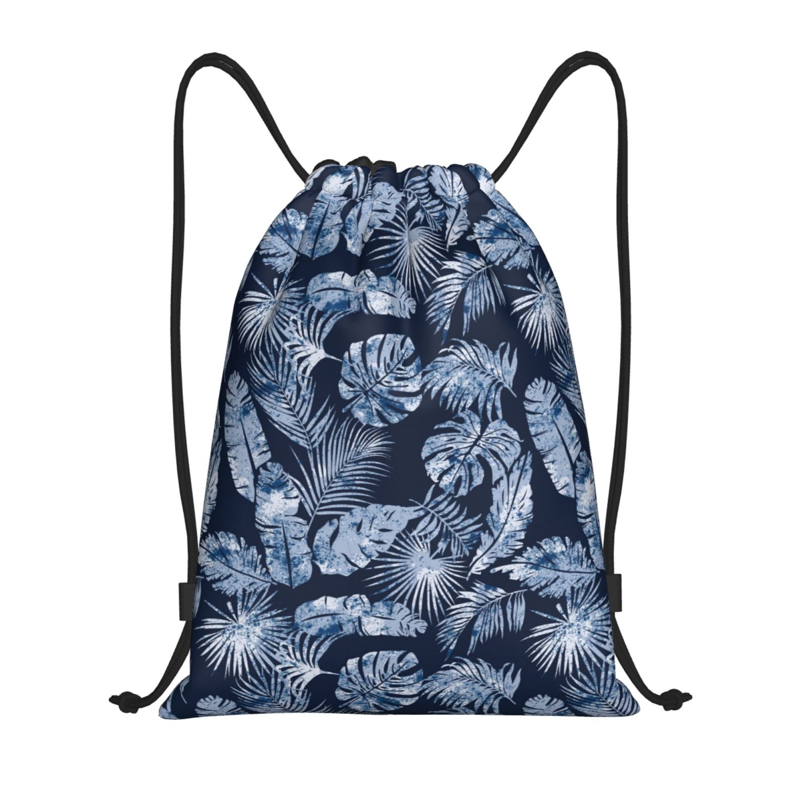 Drawstring Backpack Blue Leaves Hawaiian Style Sports Gym Bag for Men ...