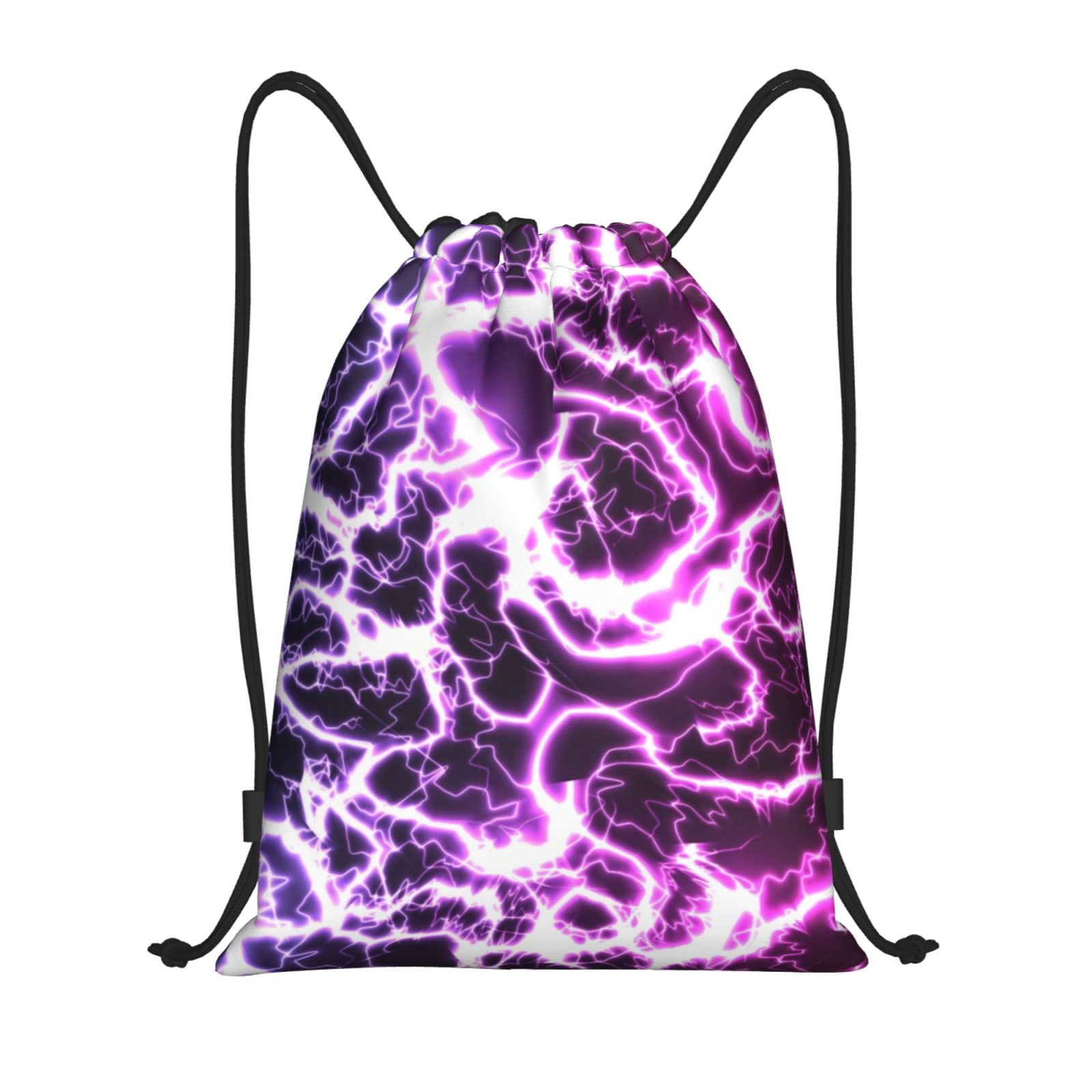 Drawstring Backpack - Blue Lightning Splash Proof Small Drawstring Gym ...