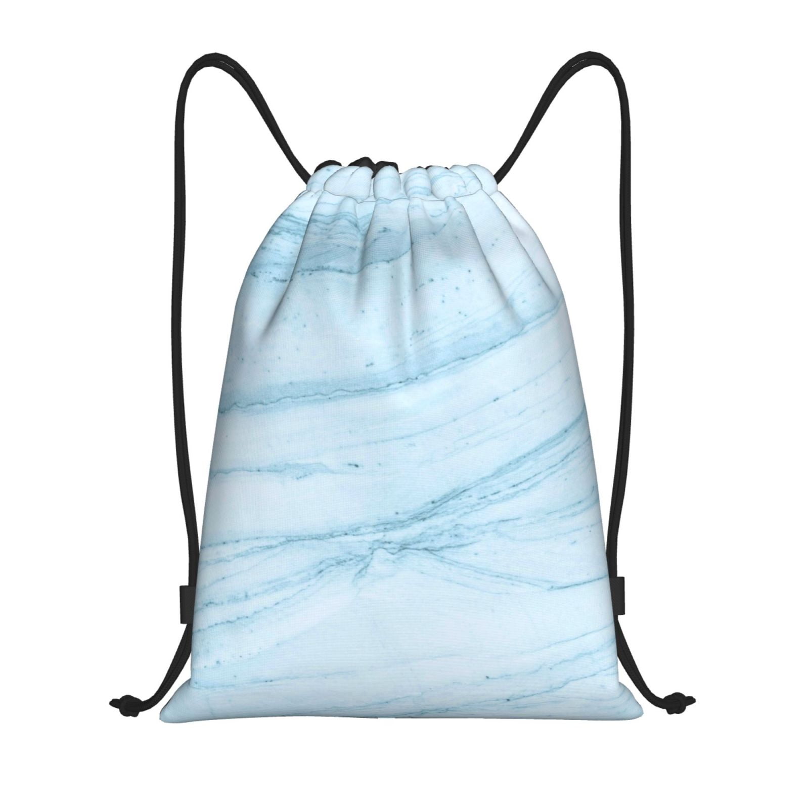 Drawstring Backpack - Blue Marble Splash Proof Small Drawstring Gym Bag ...