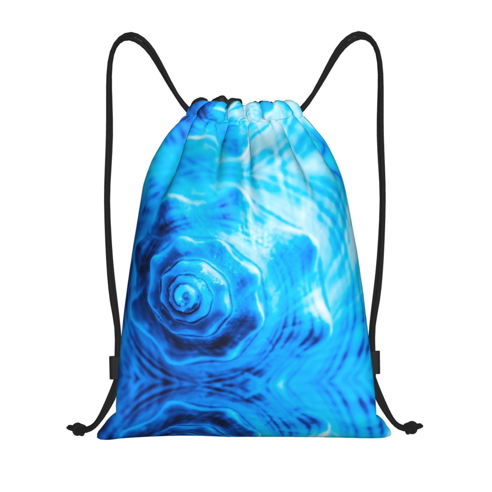 Drawstring Backpack Blue Shell Sports Gym Bag for Men Women, Waterproof ...