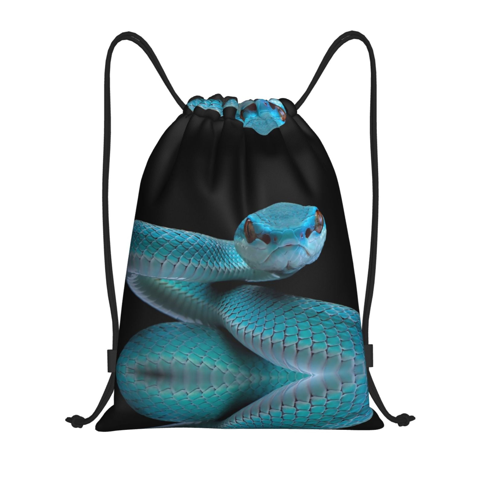 Drawstring Backpack - Blue Viper Snake1 Splash Proof Small Drawstring ...