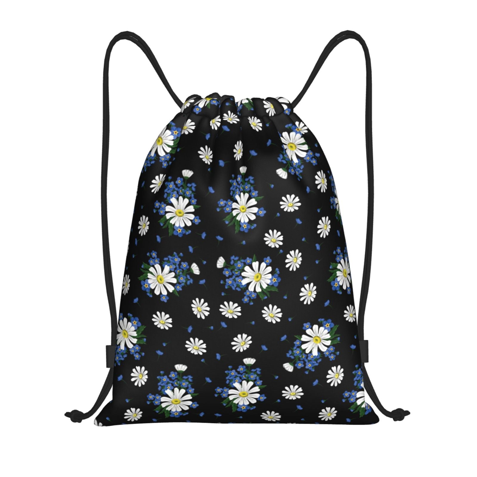 Drawstring Backpack - Blue White Daisies Flowers Cheer Gym Bag for ...